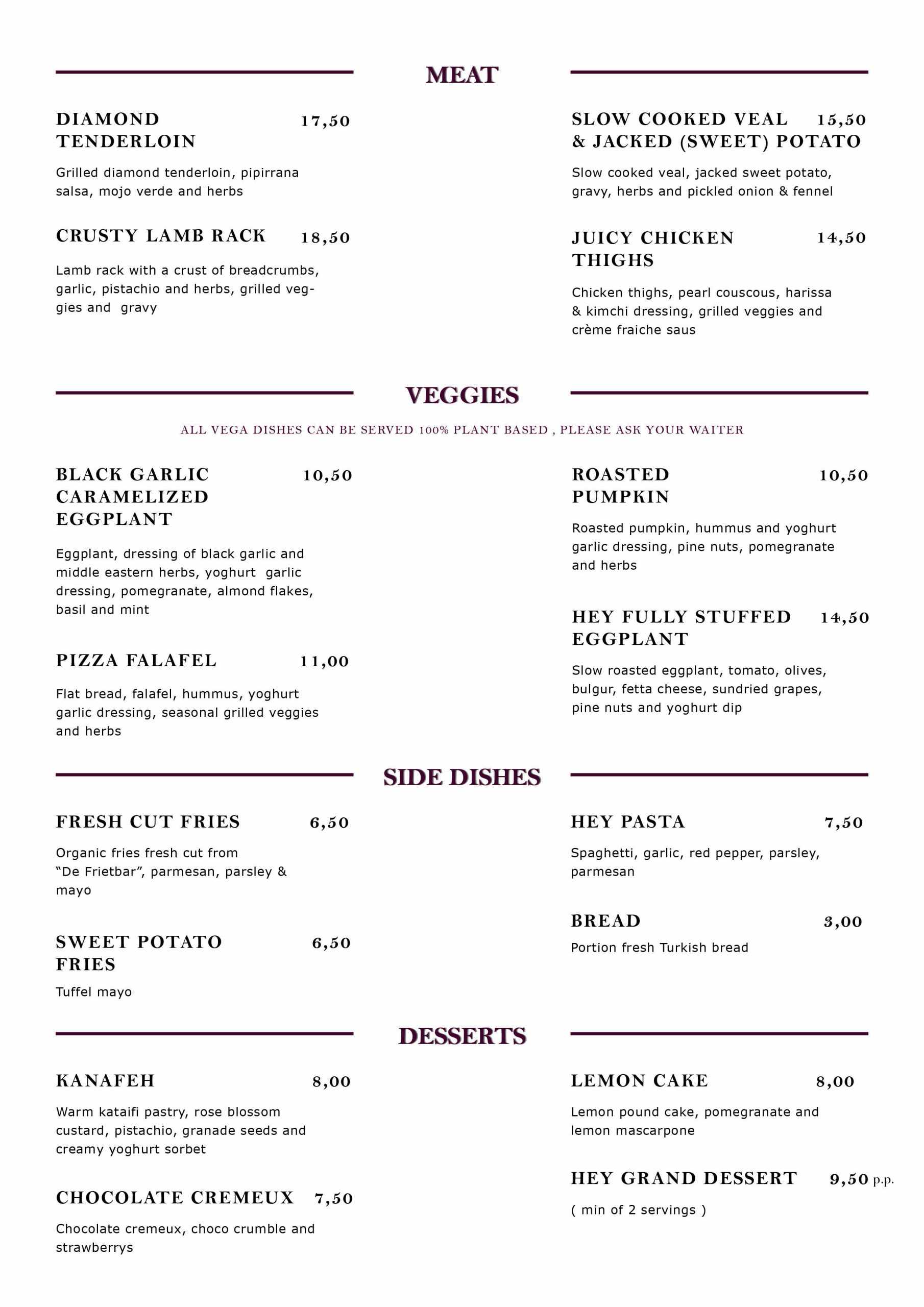 Bekijk de menukaart van Hey-Days Restaurant Eindhoven